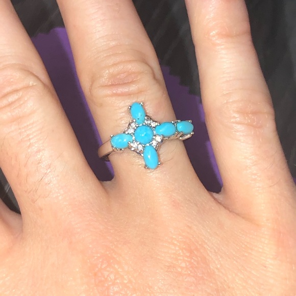 Jewelry | 9 New Genuine Turquoise Australian Crystal Cross Ring | Poshmark